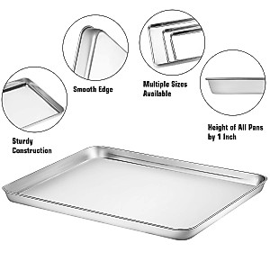 Wildone Baking Sheet with Silicone Mat Set, Set of 6 (3 Sheets + 3 Mats), Stainless Steel Cookie Sheet Baking Pan with Silicone Mat, Non Toxic & Heavy Duty & Easy Clean