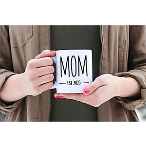 Pregnancy Gift Est 2023 - New Mom and Dad Est 2023 11 oz Mug Set with "Let The Adventure Begin" Romper (0-3 Months) - Top Mom and Dad Gift Set for New and Expecting Parents to Be - Baby Shower