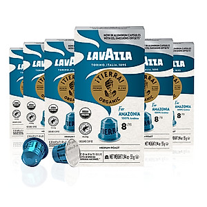 Lavazza TIERRA AMAZONIA USDA ORGANIC Espresso Aluminum Capsules Compatible with Nespresso Original Machines (Pack of 60) ,Value Pack, Medium Roast, 100% Arabica, Round & Balanced, Intensity 8 of 13