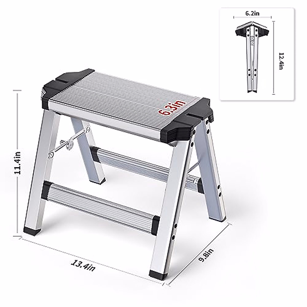 MTKOALA Folding Aluminum Step Stool - 400 lb Load Capacity - Foldable & Sturdy - Ideal for Adults, Kids, and Babies