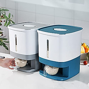 YYIJ Airtight Rice dispenser 22Lbs Rice Dry Food Storage Container,Cereal Container Bin,Measuring Cup Included, Gray, R1343G426335IC5Q