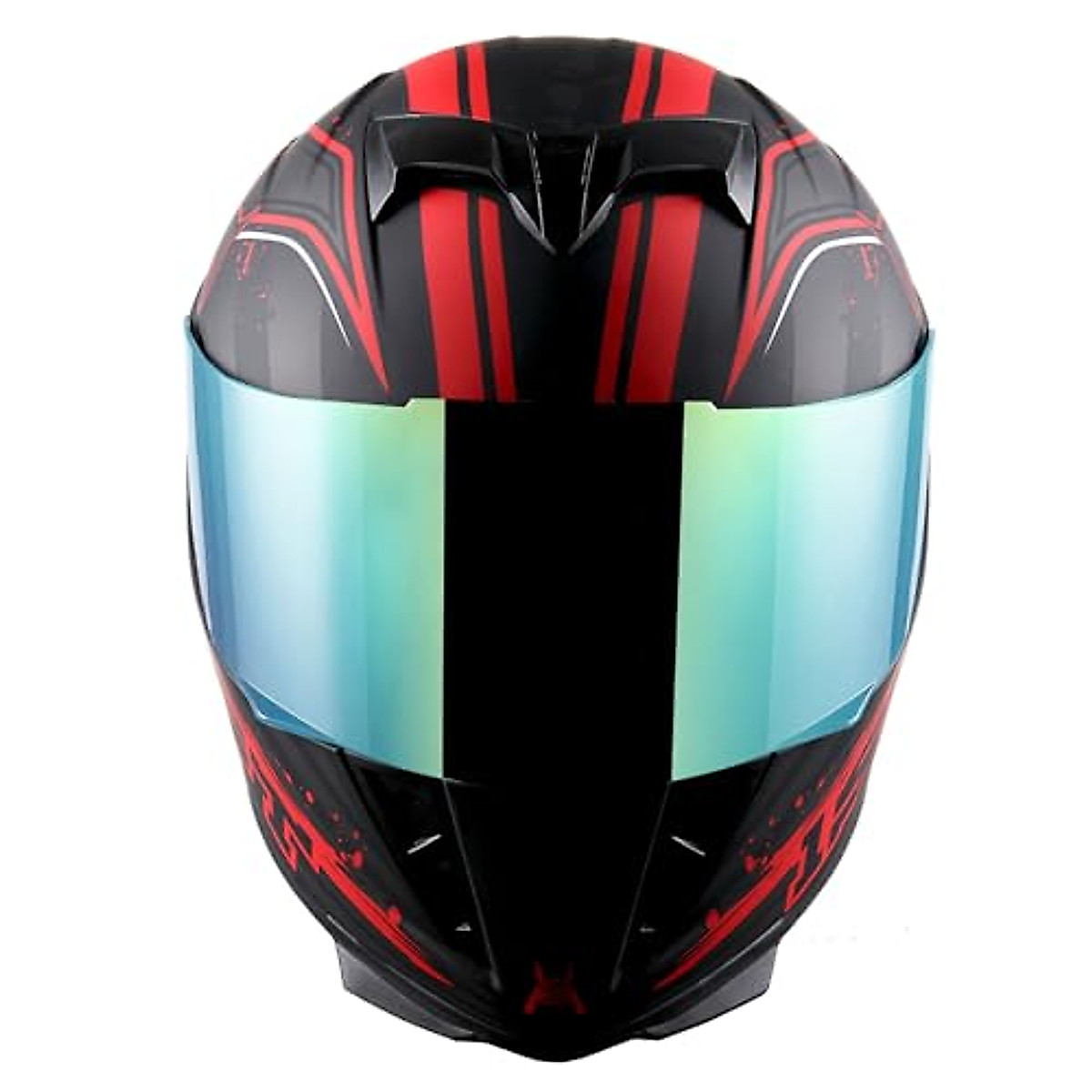 1Storm Motorcycle Full Face Helmet Skull King Matt Red HJK311 + One Extra Clear Shield + Motorcycle Bluetooth Headset