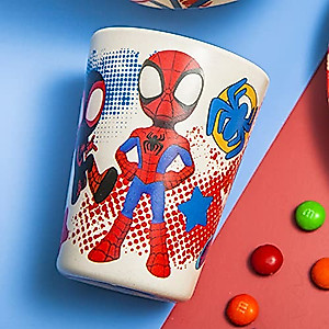 Zak Designs Marvel Spider-Man Dinnerware Set for Kids Includes 8" Plate, 6" Bowl, and 10oz Tumbler, Durable and Sustainable Melamine Bamboo Material (3-Piece Set, Spidey and His Amazing Friends)