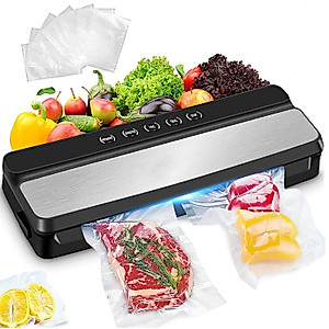 Vacuum Sealer Machine, Automatic Vacuum Sealer Machine with 5-in-1 Easy Options, Vacuum Sealer for Food with 10pcs Vacuum Seal Bags