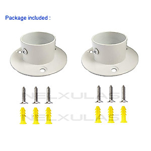 NELXULAS Stainless Steel Heavy Duty Closet Rod Holder,Shower Curtain Rod End Supports Socket,Flange Rod Holder Closet Pole,Adjustable Tightness Easy Installation (1-1/2 INCH, White)