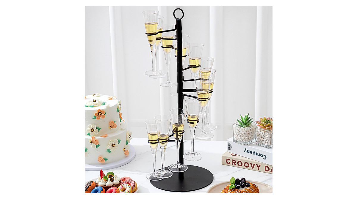 Black Metal Cocktail Tree Stand - 12 Glass Drink Server