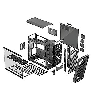 Fractal Design Torrent Gray - Ligth Tint Tempered Glass Side Panel - Open Grille for Maximum air Intake - Two 180mm PWM and Three 140mm Fans Included - Type C - ATX Airflow Mid Tower PC Gaming Case