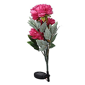 Ruiqas Solar Flower Light LED 3 Heads Simulation Peony Rose Flower Light for Home Garden Lawn Decor