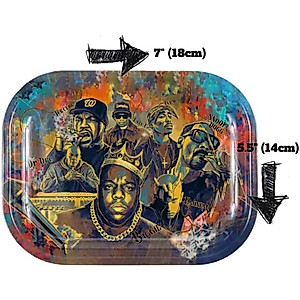 Greatest Rappers Cigarette Metal Rolling Tray 7"x5.5" Perfect Accessory for Rolling Papers and PreRolled Cones