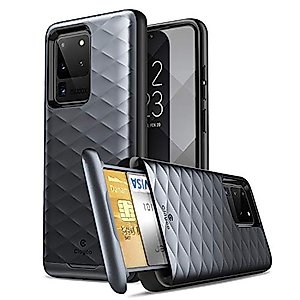 Galaxy S20 Ultra Case, Clayco [Argos Series] Premium Hybrid Protective Wallet Case for Samsung Galaxy S20 Ultra (Built-in Credit Card/ID Card Slot) (Black)