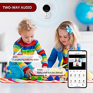 Apone 5MP IP Security Cameras Intdoor for Home Surveillance, Dual Screen Auto Tracking, Motion Detection, Tilt Baby Monitor Camera with 180-degree for Night Vision, Up to 128GB SD Card Supported