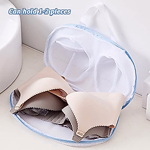 3Pcs Bra Washing Bag for Laundry, High Permeability Bra-shaped Mesh Wash Bags Lingerie Laundry Bags with Handle and Zipper Underwear Bag for Brassiere Women Laundry Storage