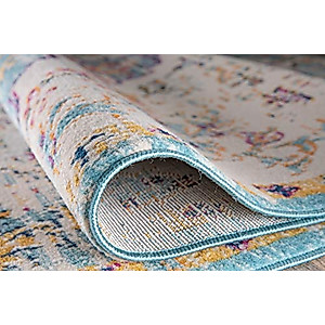 Rugshop Vintage Traditional Bohemian Round Rug 6' 6" (6' 6" Diameter) Blue