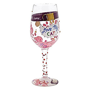 Enesco Wine Glass Love My Cat, Multicolor