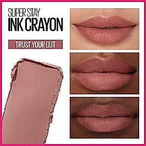 Maybelline Super Stay Ink Crayon Lipstick Makeup, Precision Tip Matte Lip Crayon with Built-in Sharpener, Longwear Up To 8Hrs, Trust Your Gut, Mauve Nude Pink, 1 Count