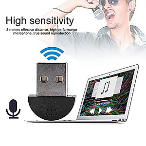 Wendry Mini USB 2.0 Microphone for Laptop/Desktop, Voice Recognition Driver-Free Audio Receiver Adapter, Portable Noise Canceling Speech Recording Audio MIC Adapter for Computer PC Notebook