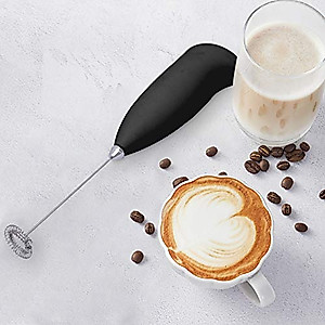 SONWELL Coffee Milk Frother Handheld BLACK, Drink Coffee Mixer with Stainless Steel Stand, Battery Operated Electric Foam Maker, Milk Foamer for Lattes,Frappe, Matcha, Hot Chocolate BLACK