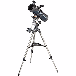Celestron - AstroMaster 114EQ Newtonian Telescope - Reflector Telescope for Beginners - Fully-Coated Glass Optics - Adjustable-Height Tripod - Bonus Astronomy Software Package