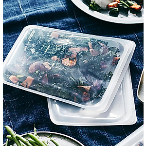 Stasher Silicone Reusable Storage Bag, 1/2 Gallon (Clear) | Food Meal Prep Storage Container | Lunch, Travel, Makeup, Gym Bag | Freezer, Oven, Microwave, Dishwasher Safe, Leakproof