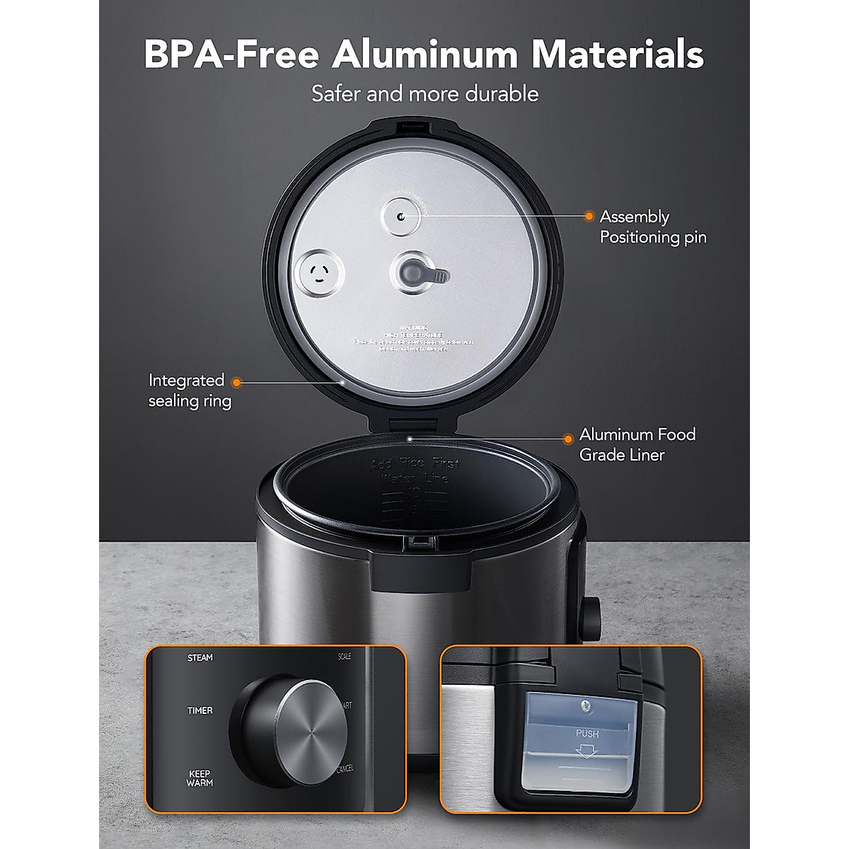 GoveeLife Smart Rice Cooker, 6-in-1 Multi-Cooker, Slow Cooker, Yogurt Maker, Saute Pan, Steamer, Food Warmer, 1000W, 10-Cup Uncooked 5.2 Quart, Includes App with 33 Recipes