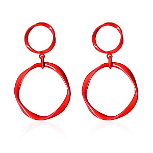 D EXCEED Womens 4 Pairs Dangle Drop Earrings Fashion Geo Shaped Twist Wave Dangling Earrings Lightweight Linear Design Dangle Earrings Sets for Women Girls