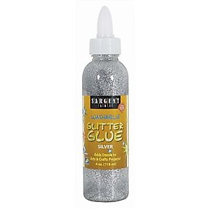 Sargent Art 4-Ounce Glitter Glue, Silver, Non-Toxic, Easy Bonding, Washable