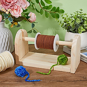 SUPERFINDINGS Wooden Crochet Yarn Holder 9.44x5.07inch Rotatable Wooden Yarn Skein Spinner Single Revolving Yarn Storage Yarn Ball Holder Wool Skein Cord Organizer Yarn Ball Knitting Supplies