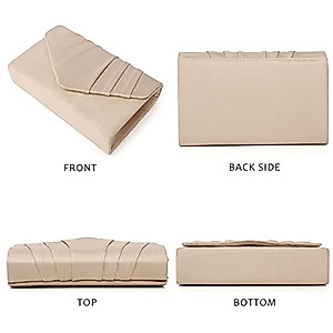 Labair Women's Evening Handbags Pleated Suede Evening Bag Velvet Clutch Bag Wedding Bridal Dress Purse. (Nude)