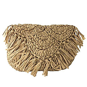 Blue Island Ava Crochet Fringe Clutch Crossbody, Natural