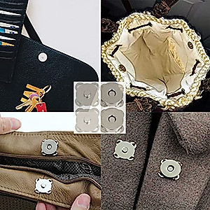 Snaps for Sewing Supplies-16 PCS Magnetic Buttons Snap for Purses Bags Clothes Hats Fabric Scrapbooking-Closure Fasteners Clip Buckle Sewing Tool for DIY Craft Art-14MM Silver Sewing Clasp Decoration