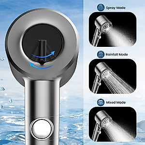 PWERAN Filtered Shower Head with Handheld, High Pressure Water Flow and Multiple Spray Modes Shower Head with Filter, Power Wash for Hard Water, Showerhead with ON/OFF Switch for Pets Bath