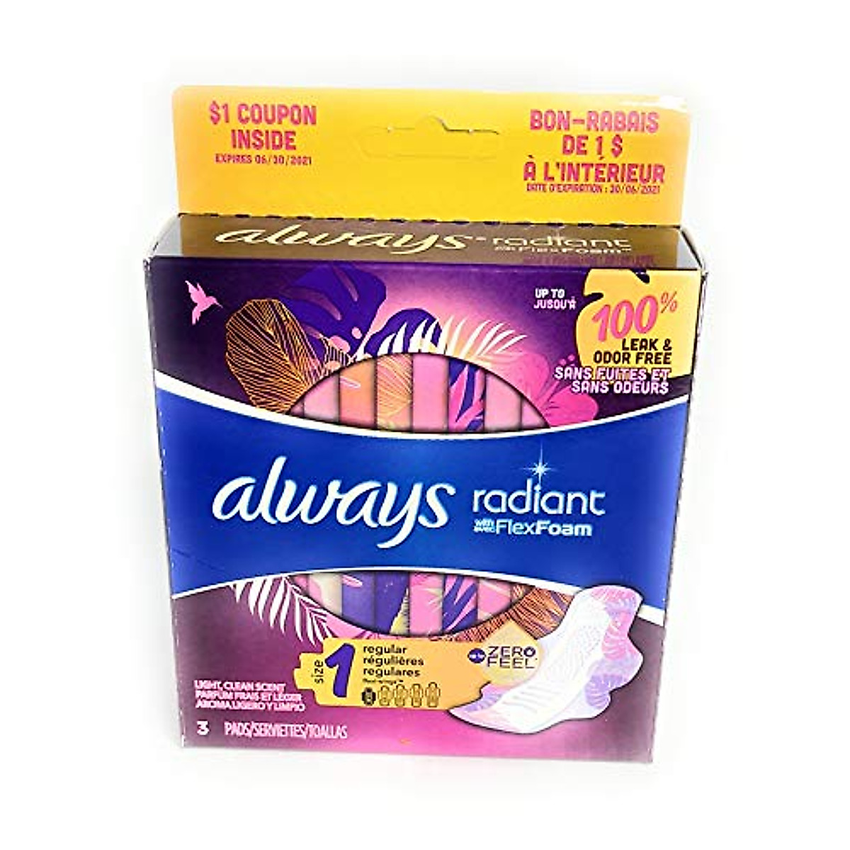 Always Radiant with FlexFoam Maxi Pads 3pk (1)