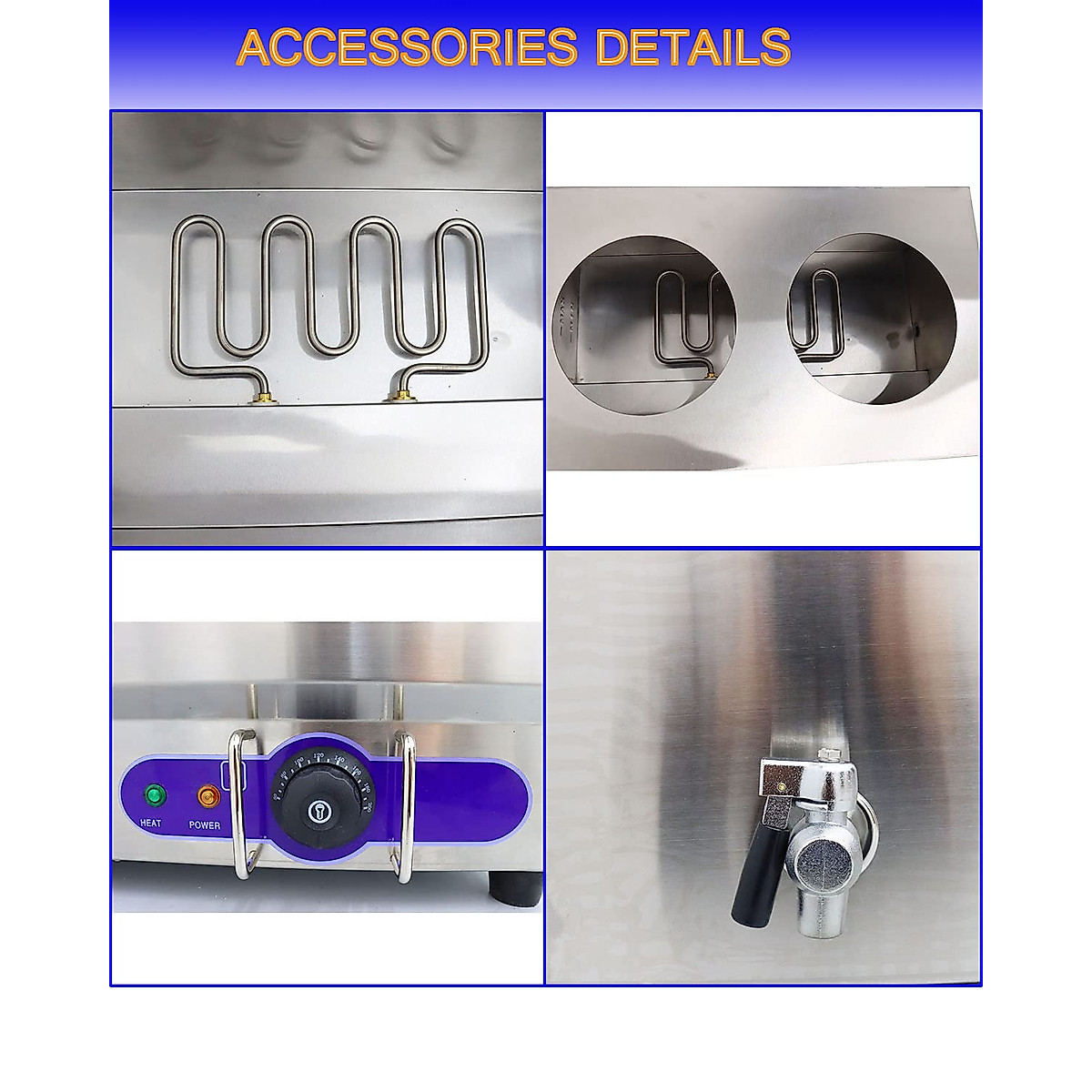 INTBUYING 2 Pan Food Soup Warmer Stove Bain Marie Commercial Canteen Buffet Steam Heater Stainless Steel with 2 Pots 110V 1500W