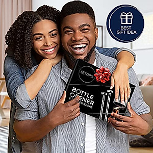 Magnetic Beer Opener & Beer Chiller Sticks for Bottles Set by Setoris- Stainless Steel Automatic Bottle Cap Opener and 2 Chilling Sticks for Cold Beer- Cool Beer Gadget & Accessory Gift Set for Men