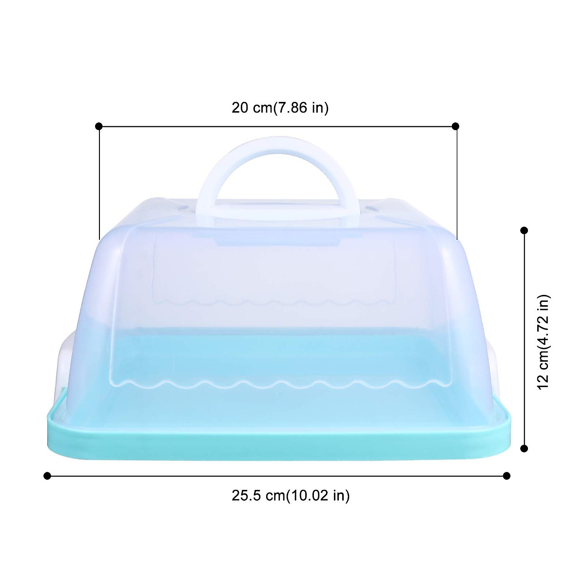 ABOOFAN Cake Carrier Square Cake Server with Lid and Handle Portable Loaf Cake Container Food Storage Keeper Dome for Birthday Wedding Cake Holder Blue
