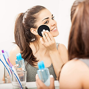 SIQUK 24 Pieces Reusable Cotton Rounds Black Makeup Remover Pads Layers Washable Organic Bamboo Cleansing Cloth Pads with Laundry Bag for Eye Makeup Remove Face Wipe