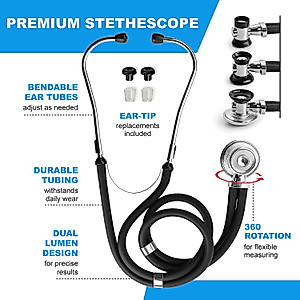Primacare KB-9297-BK Black Stethoscope Case, Supplies NOT Included, for Stethoscopes and Medical Supplies, Multiple Compartments, Portable and Lightweight First Aid Kit Bag, Accessories for Nurses