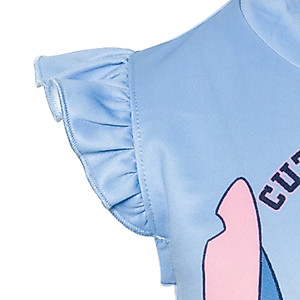 Disney Lilo & Stitch Little Girls Mesh Cosplay Short Sleeve Dress Blue 5