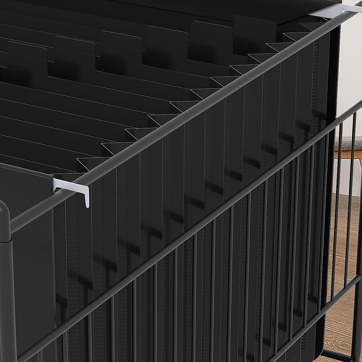 Plastic Expanding Hanging File Folders Letter Size,13 Expandable Pockets,Colored and Blank Tabs,Innovative Accordion Hanging Folder for Filing Cabinet,Fun Storage Office Supplies,Black