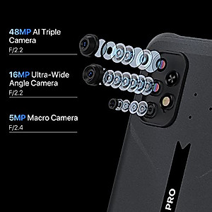 UMIDIGI Rugged Unlocked Cell Phones, Bison 2 PRO 8G+256GB, Rugged Smartphone with IP68 & IP69K, 6150mAh Mobile Phone, Android 12, NFC, 6.5" FHD, 48MP AI Triple Camera, Dual 4G, 18W, Type-C, GPS