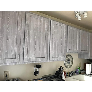 Self Adhesive Light Grey Wood Contact Paper Shelf Liner Dresser Kitchen Cabinets Table Desk Countertop Furniture Wall Paper 17.7X 197 Inches