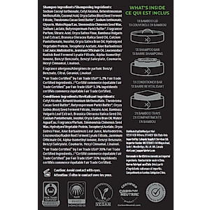 Viori Hidden Waterfall Shampoo and Conditioner Bar Set and Bamboo Holder - Made with Rice Water for Hair Growth - Handcrafted Sulfate Free Shampoo and Conditioner