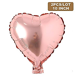 2pcs/lot 10 inch Heart Star Shaped air Balls Kids Baby Shower Birthday Wedding Decorations Aluminum foil Balloons Party Supplies (2pcs 10 inch Rose Gold Heart)