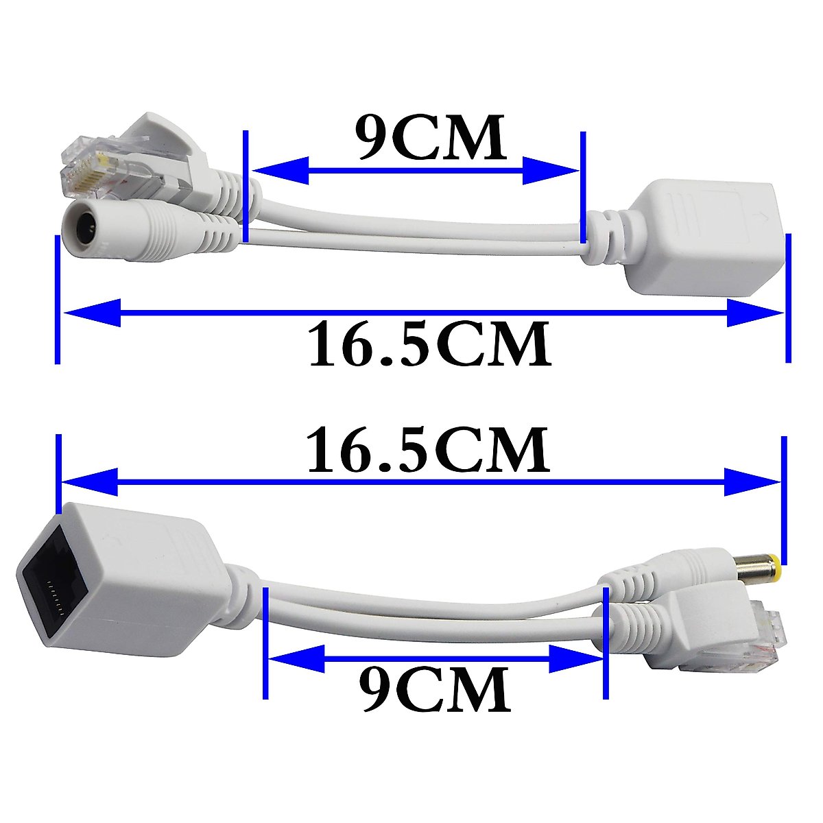 zdyCGTime Passive PoE Injector and PoE Splitter Kit with RJ45 Ethernet and Power via DC 5.5x2.1 mm F/M Adaptor Connector（White 4 Pairs