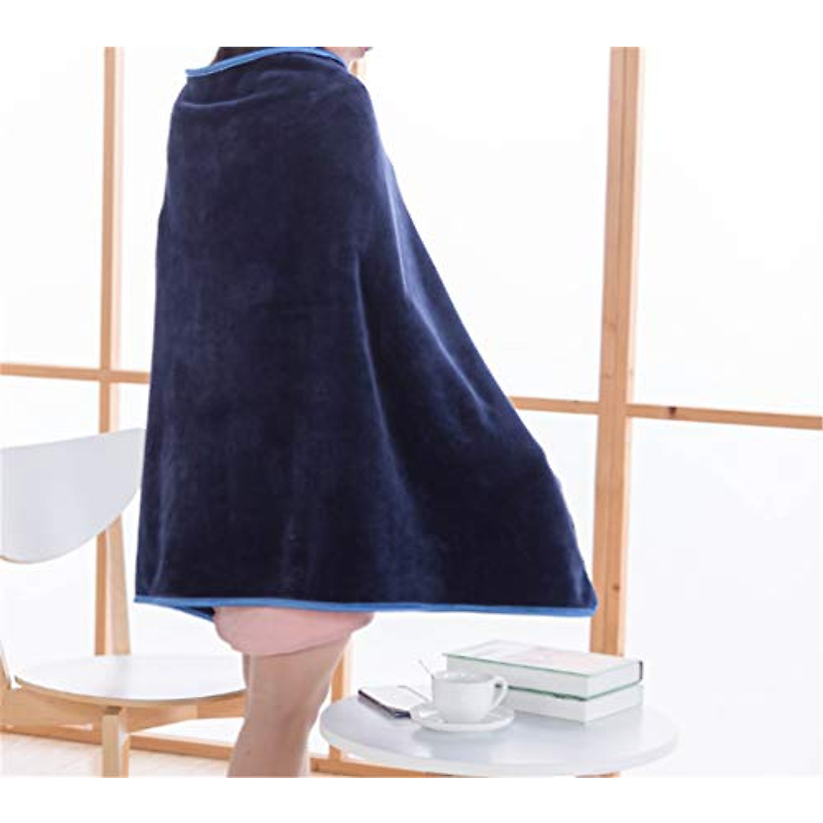 Mvchifay Wearable Blanket Soft Fleece Shawl Button Closure Warm Snuggle Throw for Sofa Snap 27x51inches (Blue-70x130cm)