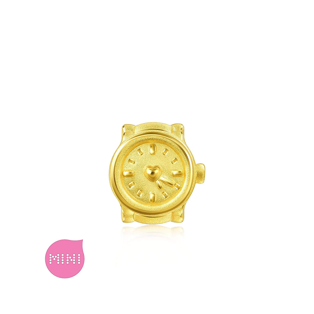 CHOW SANG SANG 999 24K Solid Gold Love Watch Mini Charm Bracelet for Women 92444C (Gold, 17 CM)