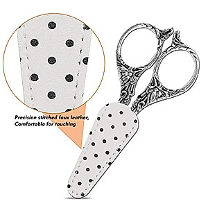 Hisuper 2 Pairs Crafting Scissors 4.5 Inch Sewing Scissors Small Sharp Craft Scissors with Leather Scissors Cover Embroidery Scissor Shears for Fabric Needlework Crochet Threading Tool