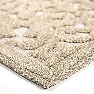 Orian Rugs Boucle Collection 397147 Indoor/Outdoor High-Low Biscay Runner Rug, 1'11" x 7'6", Driftwood Beige