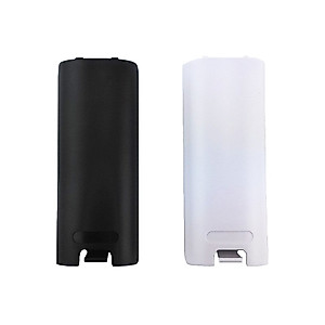 yueton 2pcs Black and White Replacement Battery Back Door Cover Shell for Nintendo Wii Remote Controller