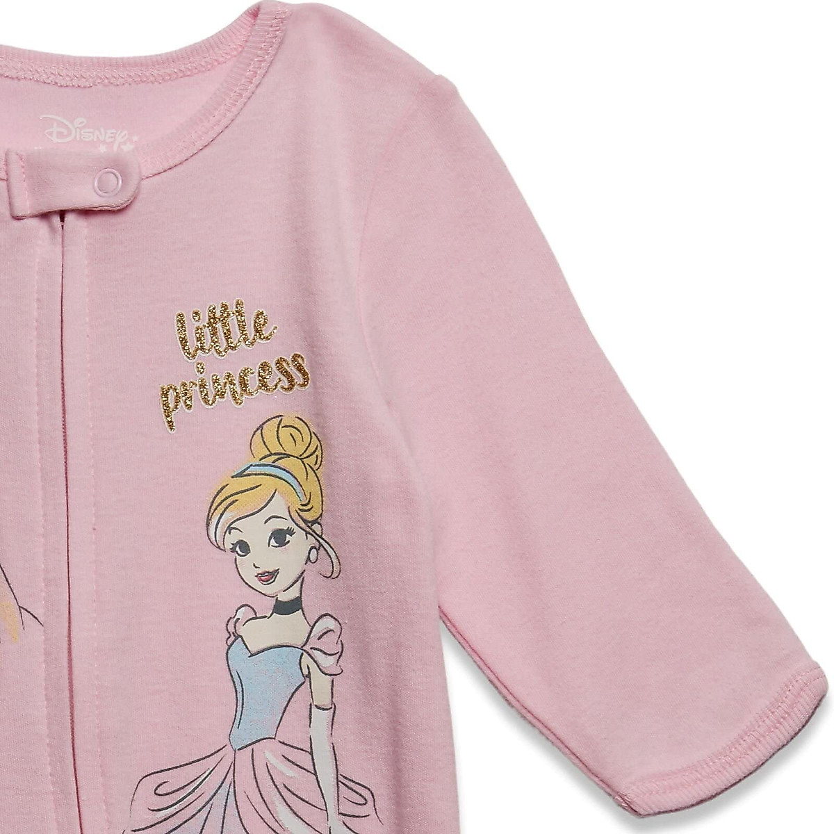 Disney Princess Belle Aurora Cinderella Newborn Baby Girls 2 Pack Zip Up Sleep N' Plays/Pink 0-3 Months